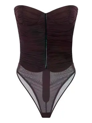 Elisabetta Franchi Bodysuit In Stretch Jersey Fabric - Brown