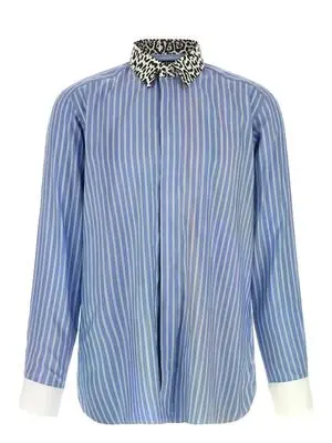 TOM FORD Animal-print Collar Striped Shirt - Blue