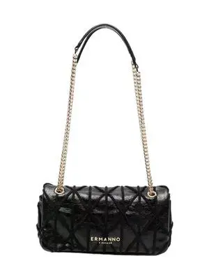 ERMANNO FIRENZE Crinkled-effect Lace-up Shoulder Bag - Black