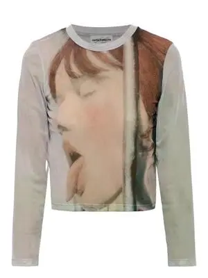 CARNE BOLLENTE Graphic-print Mesh Top - Grey