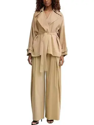 HAVEONE Belted Wrap Coat - Neutrals