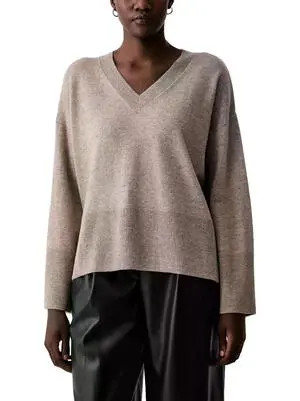 VICOLO V-neck Drop-shoulder Sweater - Neutrals