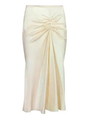 Victoria Beckham Bela Ruched Midi Skirt - Neutrals