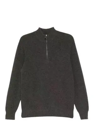 N.peal Ribbed Half-zip Jumper Grey