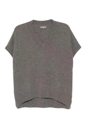 N.peal Honeycomb Sleeveless V-neck Top - Grey