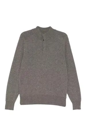 N.peal Half-button Cashmere Jumper - Grey