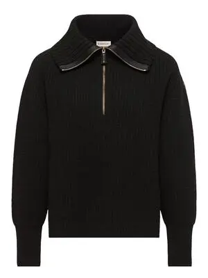 MONCLER Wool & Cashmere Zip-Up Sweater
