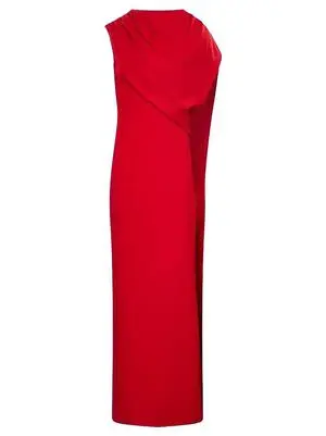 Roland Mouret Maxi Draped Asymmetric Dress - Red