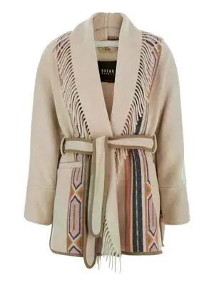BAZAR DELUXE Fringed Geometric-pattern Cardigan