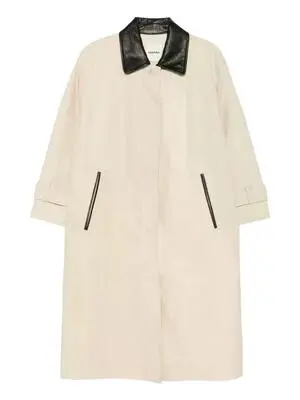 SANDRO Leather-collar Single-breasted Coat