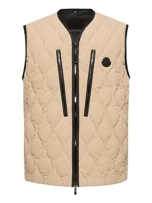 Moncler Arapot Froisse Technique Short Down Vest Beige