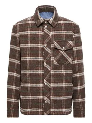 Moncler Check Wool Shirt Jacket - Brown