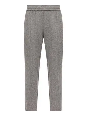 Moncler Leather Logo Flannel Pants - Grey