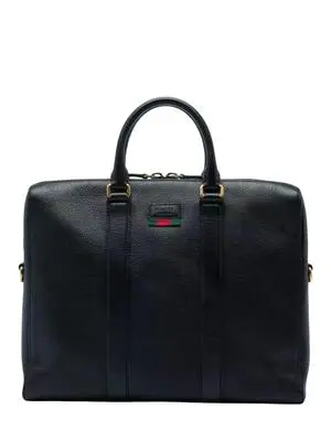 Gucci 2016-2026 Calfskin Web Business Bag - Black