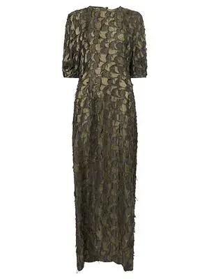 Gabriela Hearst Coretta Fil Coupé Silk-wool Maxi Dress - Olive