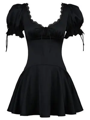 House Of Cb Elisabetta Lace-trim Satin Mini Dress L - Black