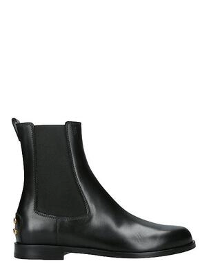 TOD'S Cuoio Flat Leather Ankle Boots - Black