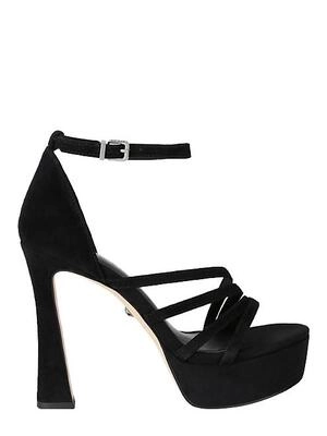 Kurt Geiger Annabell Suede Platform Heeled Sandals - Black