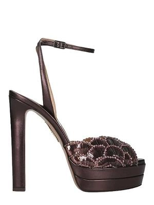 AQUAZZURA Ce Soir 130 Plateau Leather Sandals - Viola