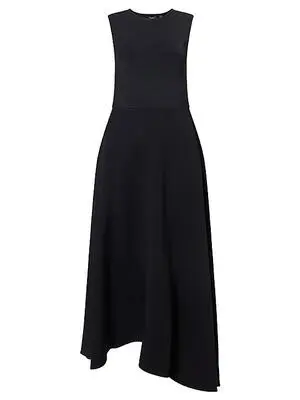 Theory Flared Crepe Maxi Dress - Black