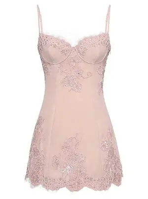 House Of Cb Soraya Lace-trim Satin Mini Dress - Blush