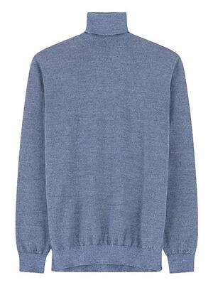 Boggi Milano Turtleneck Regular-fit Merino Wool Jumper - Light Blue