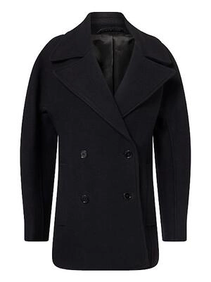 TOTEME Rounded Double-breasted Wool-blend Peacoat - Black