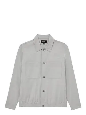 REISS Penge Pocket Brushed Woven Overshirt - Soft Grey