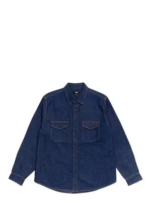 StÜssy Denim Western Shirt 'dark Denim - Blue