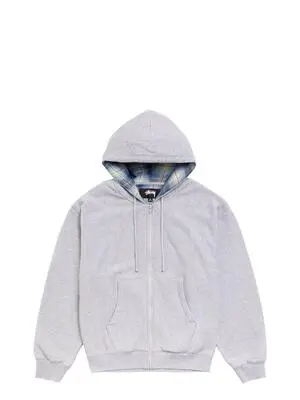 StÜssy Plaid Lined Zip Hoodie Heather - Grey