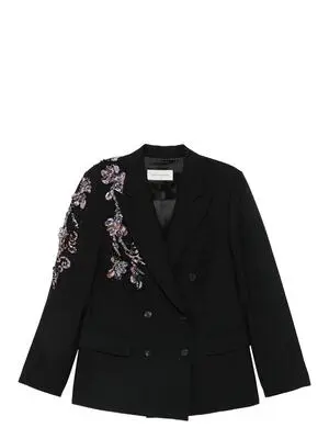 Dries Van Noten Double-breasted Regular Fit Jacket Wit - Black
