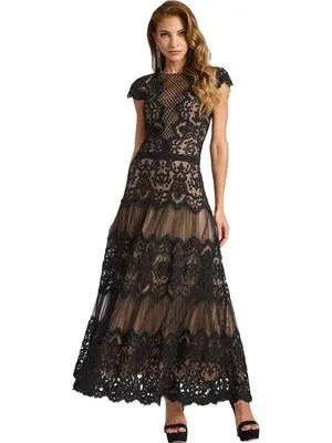 Tadashi Shoji Elzy Sequin Embroidered Tea-length Dress - Black
