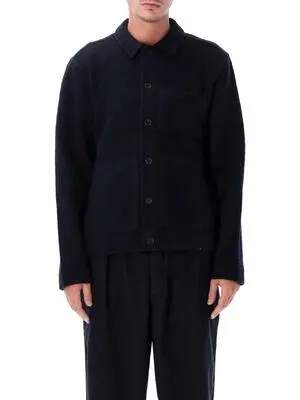 Universal Works Universal Works Wool-Blend Button Front Overshirt Jacket Blu