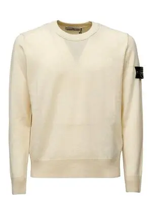 Stone Island Stone Island Men's Compass-Detail Wool Sweater Ivory