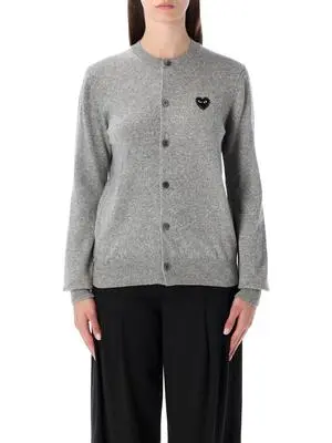 Play Comme Des Garcon Comme Des Garcons Play Wool Button-Front Cardigan With Heart Patch Grigio