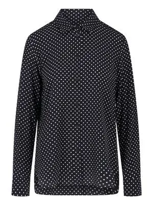NILI LOTAN Polka Dot Silk Button-up Shirt - Black