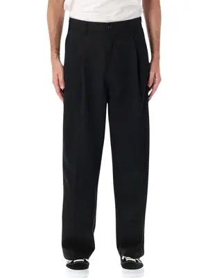Obey Dean Pleated Pants With Relaxed Straight-leg Fit - Nero