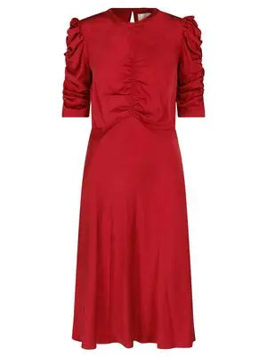 Isabel Marant Étoile Ruched Puff Sleeve Midi Dress - Red