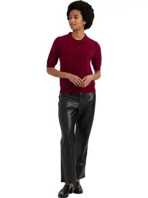 Chinti & Parker Brushed Cashmere Polo Tee - Cherry