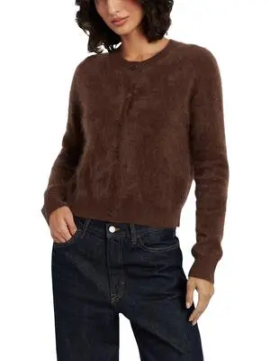 Chinti & Parker Brushed Cashmere Cardigan Chocolate