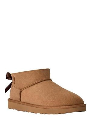 UGG Ultra Mini Bailey Bow Genuine Shearling Boot - Chestnut