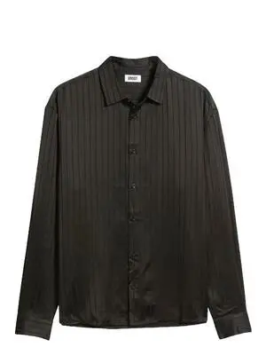 KROST Relaxed Fit Button-up Pile Stripe Shirt - Black