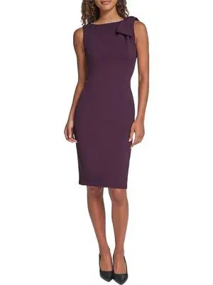 Karl Lagerfeld Paris Scuba Sheath Midi Dress - Fig