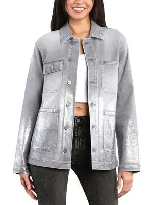 HINT OF BLU Metallic Dip Denim Barn Jacket - Shark