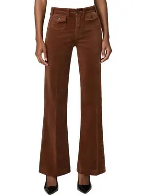 Paige Leenah Corduroy High Waist Wide Leg Jeans - Maple Brown