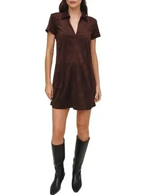 Bella Dahl Faux Suede Short Sleeve Dress - Dark Roast