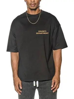 VOUSETI Department Oversize Cotton Graphic T-shirt - Black