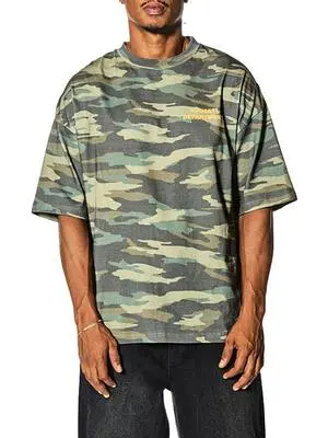 VOUSETI Department Oversize Cotton Graphic T-shirt - Camo