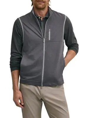 Brooks Brothers Performance Knit Full Zip Vest - Heather Grey