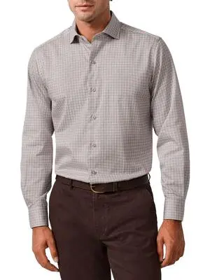 David Donahue Geometric Long Sleeve Button Up Shirt - Olive/multi